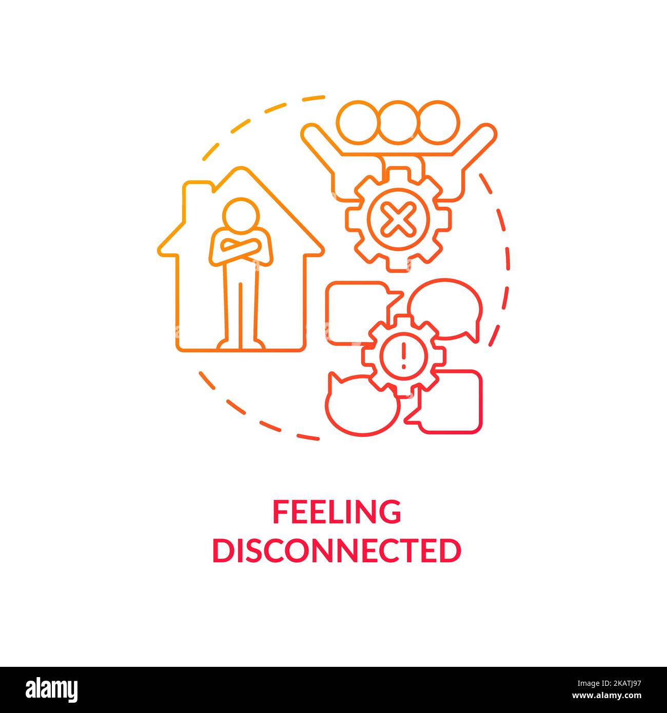Feeling disconnected red gradient concept icon Stock Vector Image & Art ...
