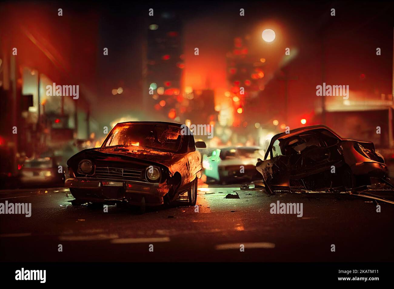 Night car wreck hi-res stock photography and images - Alamy