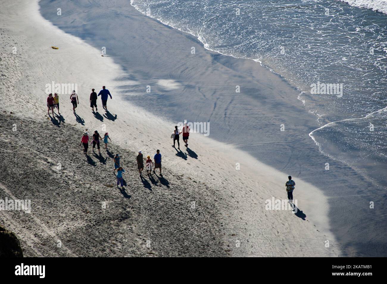 Aerial Beach View strong shadows people walking Stock Photo - Alamy