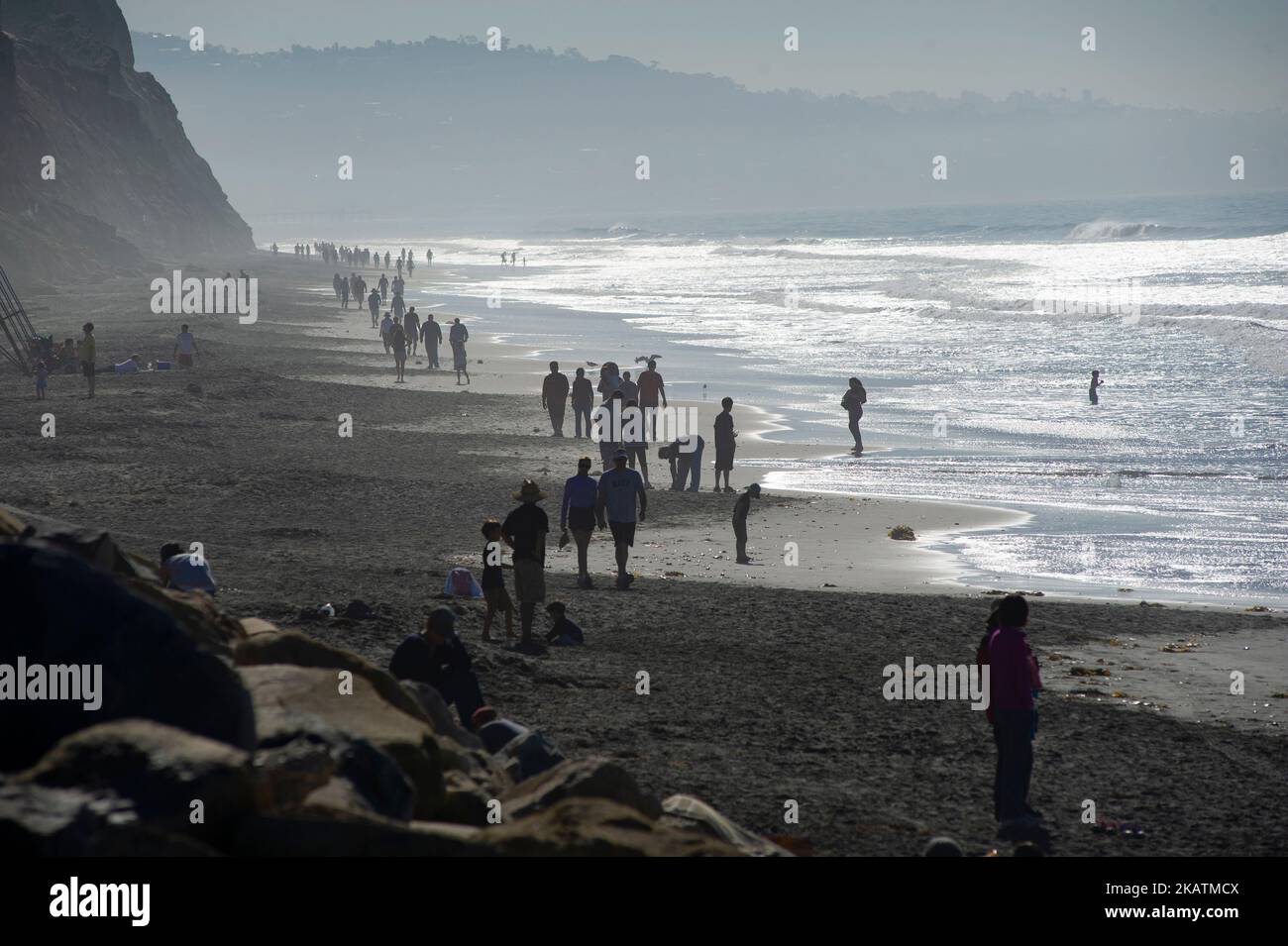 Aerial Beach View strong shadows people walking Stock Photo - Alamy