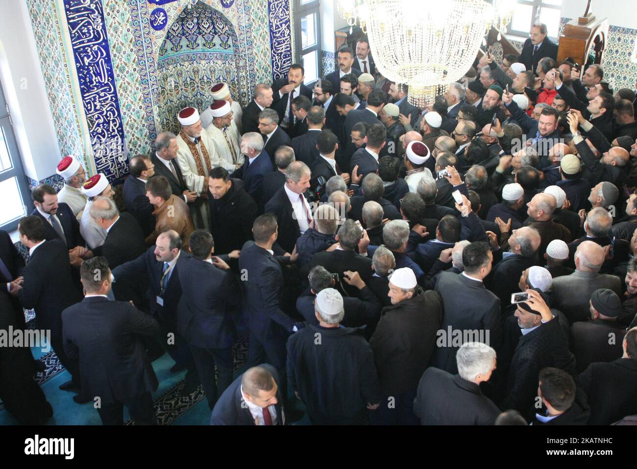 Turkey's President Recep Tayyip Erdogan during his visit in Komotini ...