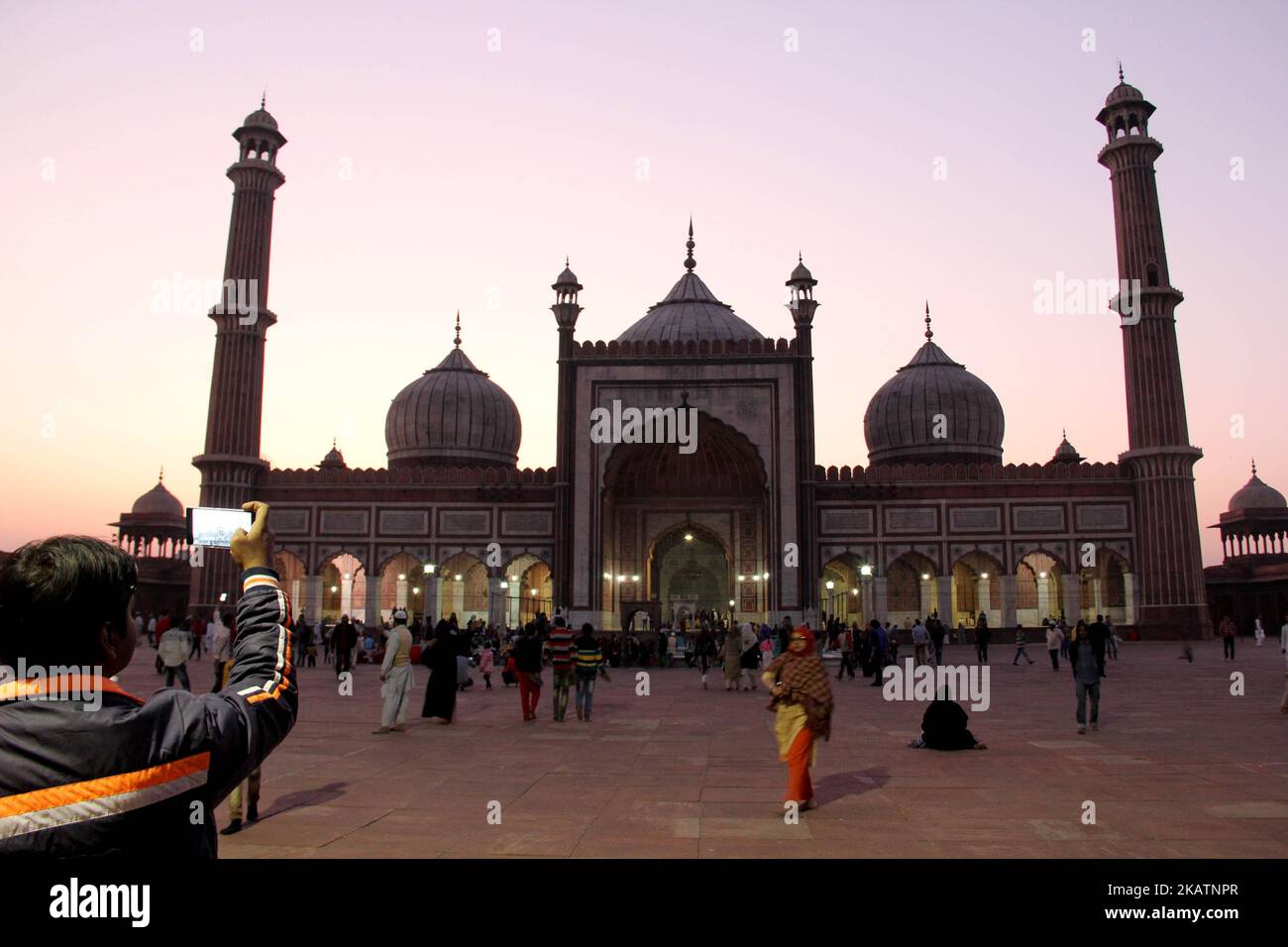General view of Jama Masjid, Old Delhi, India. Jamia Masjid is one of ...