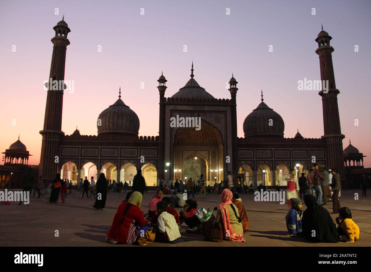 General view of Jama Masjid, Old Delhi, India. Jamia Masjid is one of ...