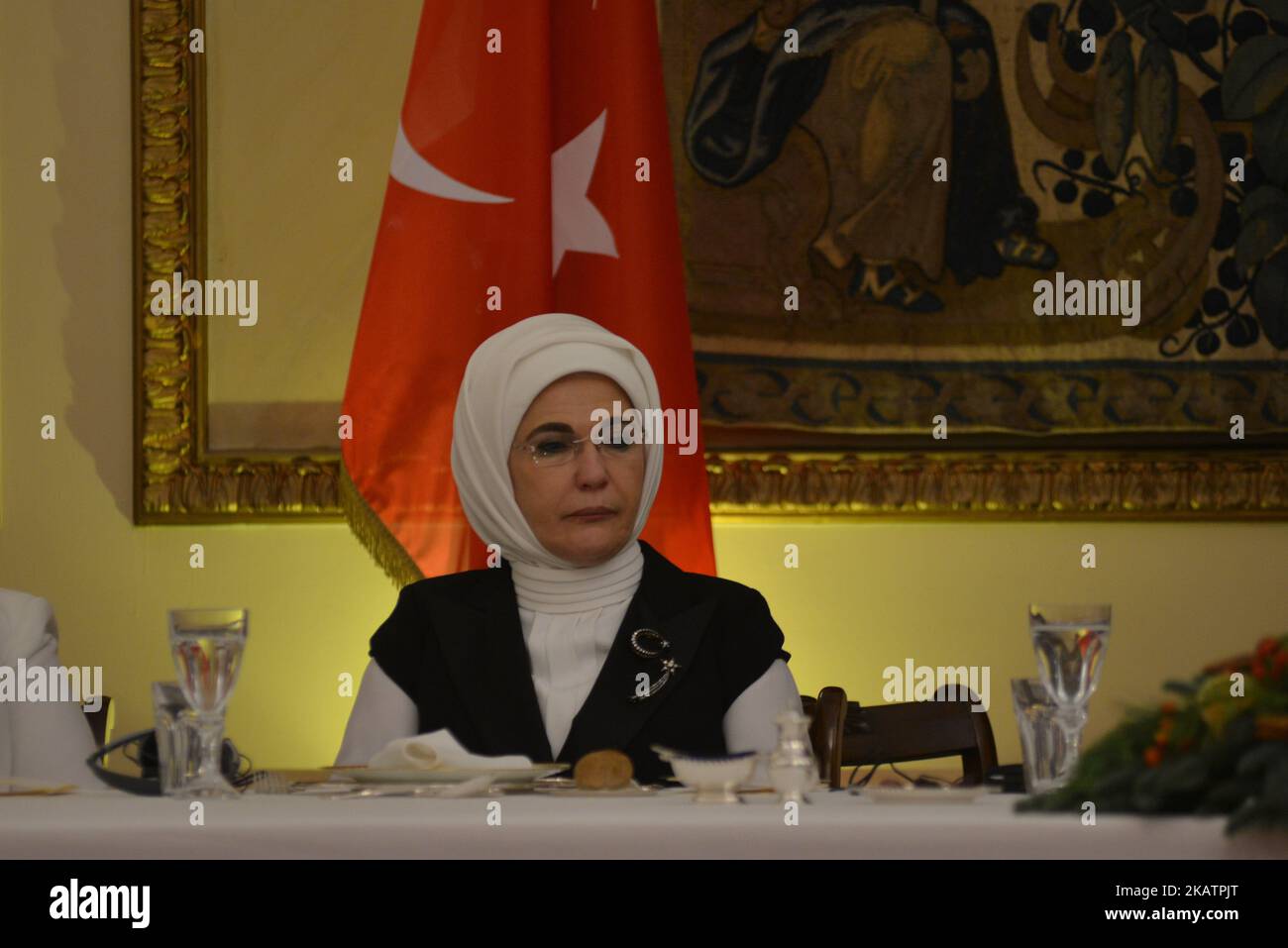 The wife President of Turkey, Recep Tayyip Erdogan, Emine Erdogan at an ...