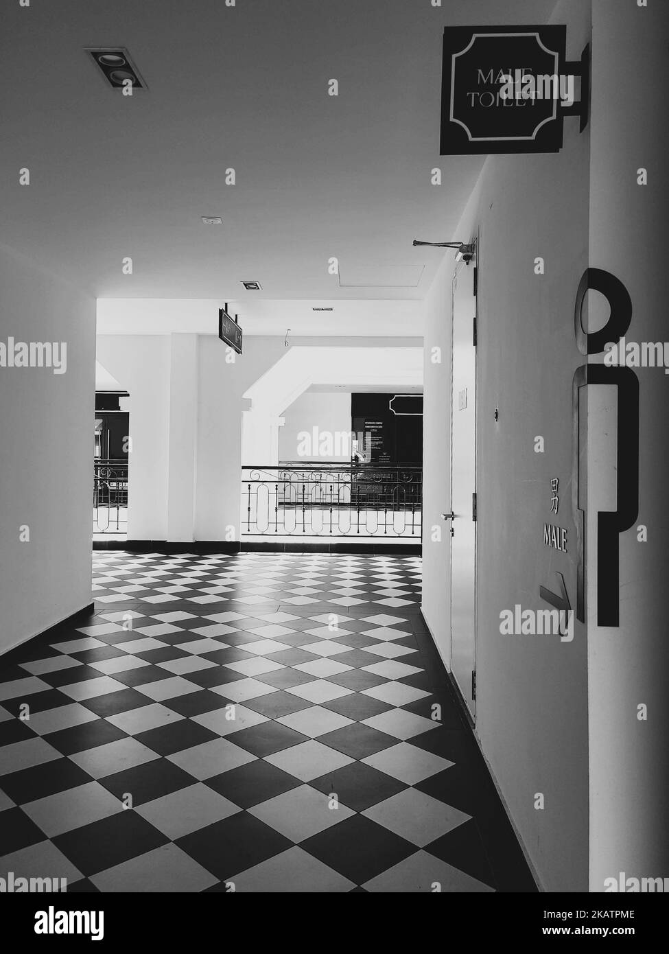A vertical grayscale of a European style Eco Palladium interior and a ...