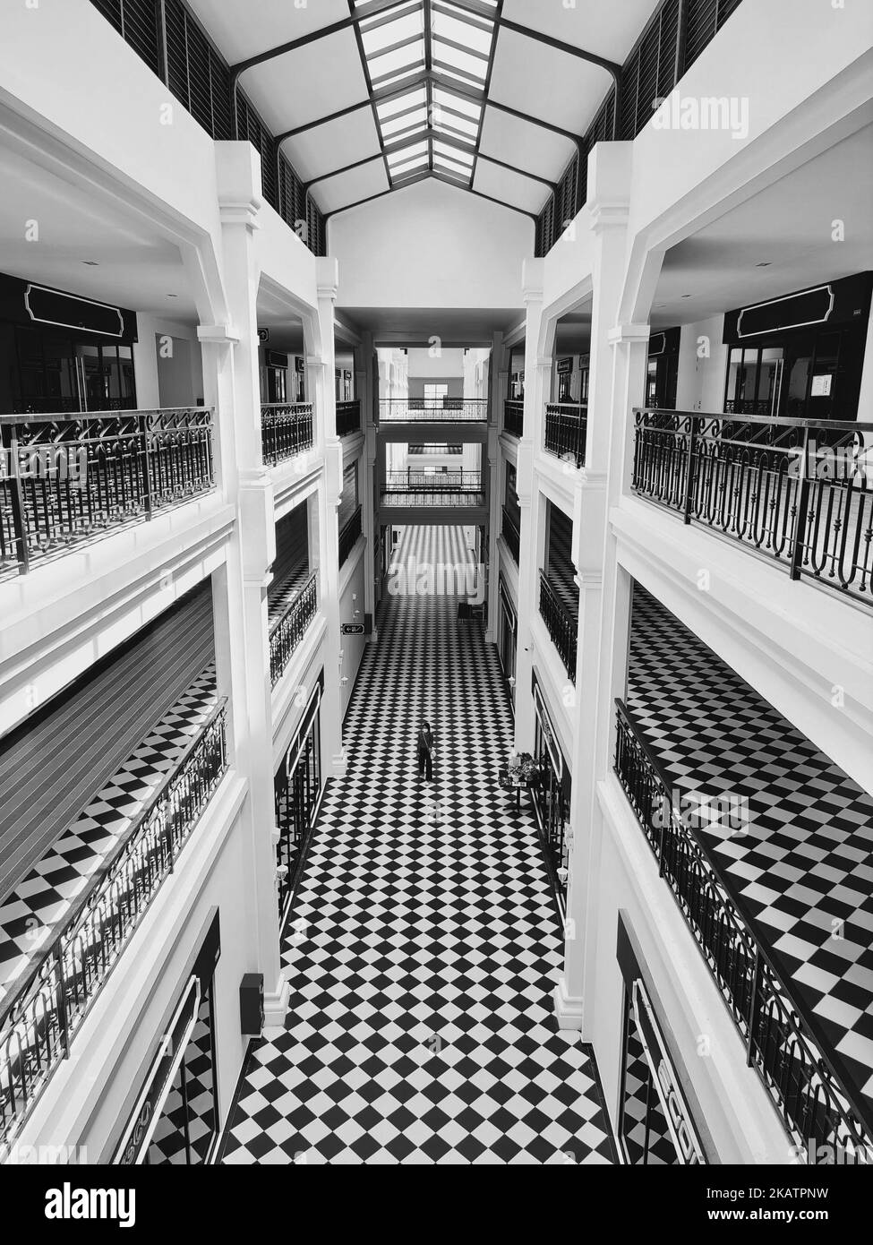 A vertical grayscale of a European style Eco Palladium interior in ...