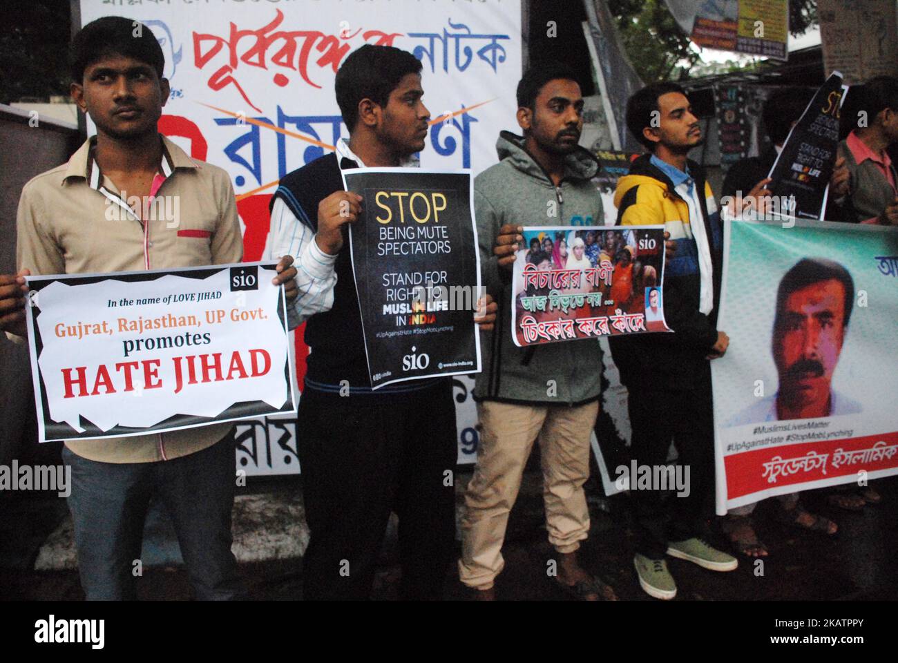 Activists of Students Islamic Organisation (SIO) holds placards during ...