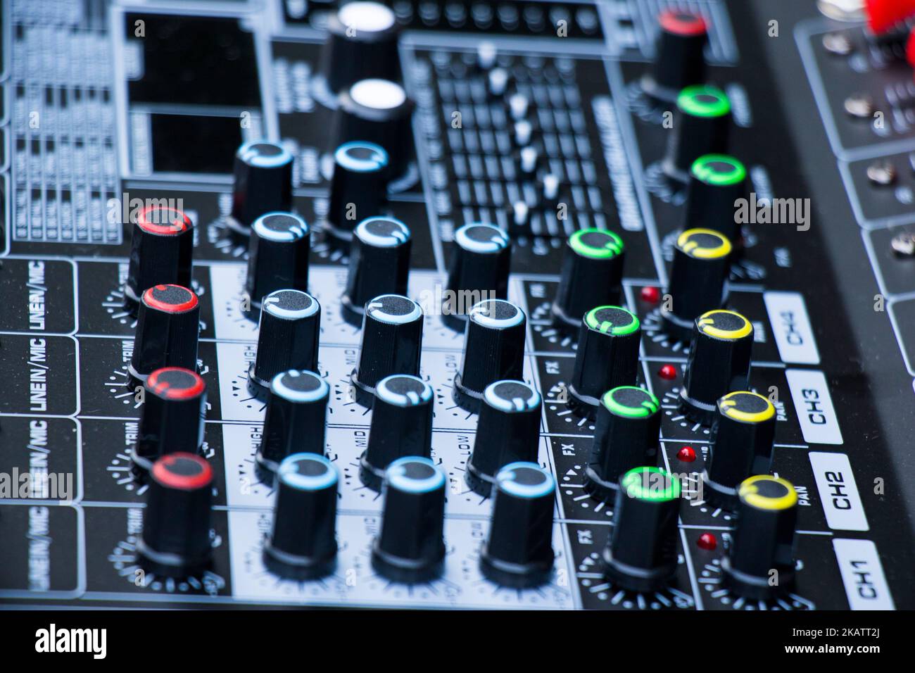 Sound engineering instrument, soundboard equalizer close-up Stock Photo ...