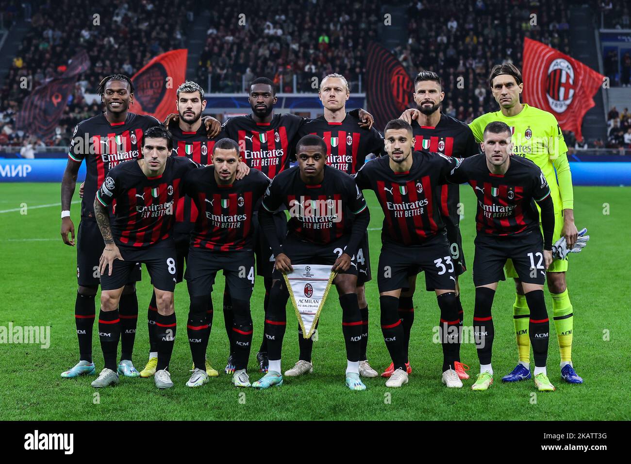 Milan, Italy. 02nd Nov, 2022. AC Milan team line up during UEFA ...