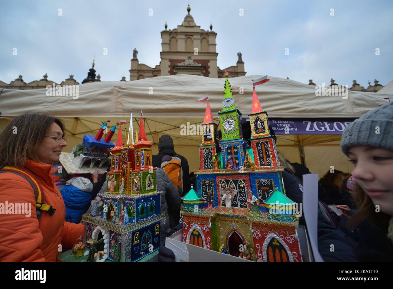 People bring the Nativity Scene in Krakow's Main Square, during the ...