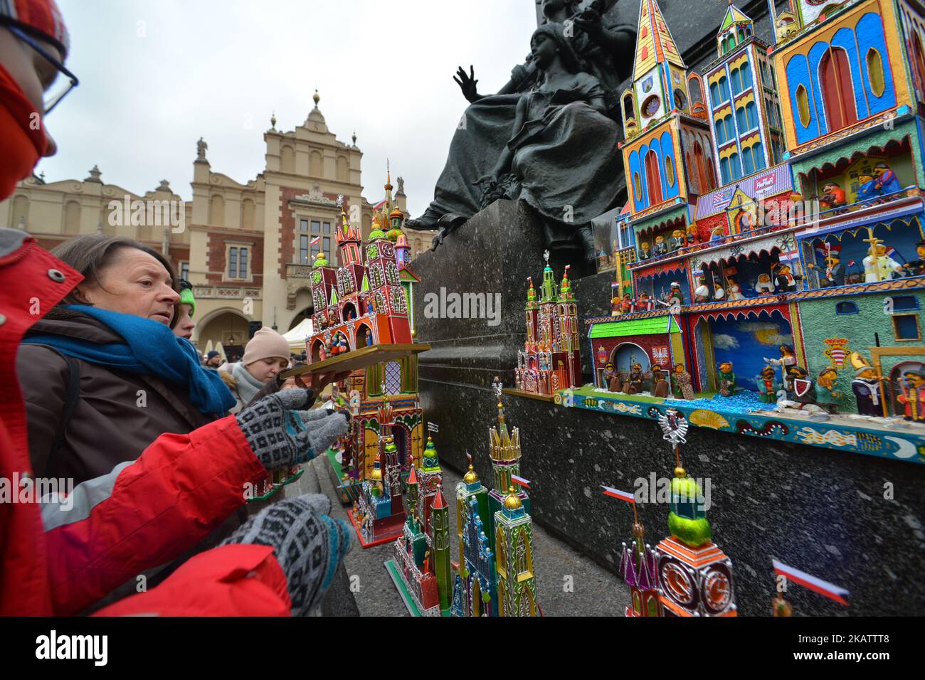 People bring the Nativity Scene in Krakow's Main Square, during the ...