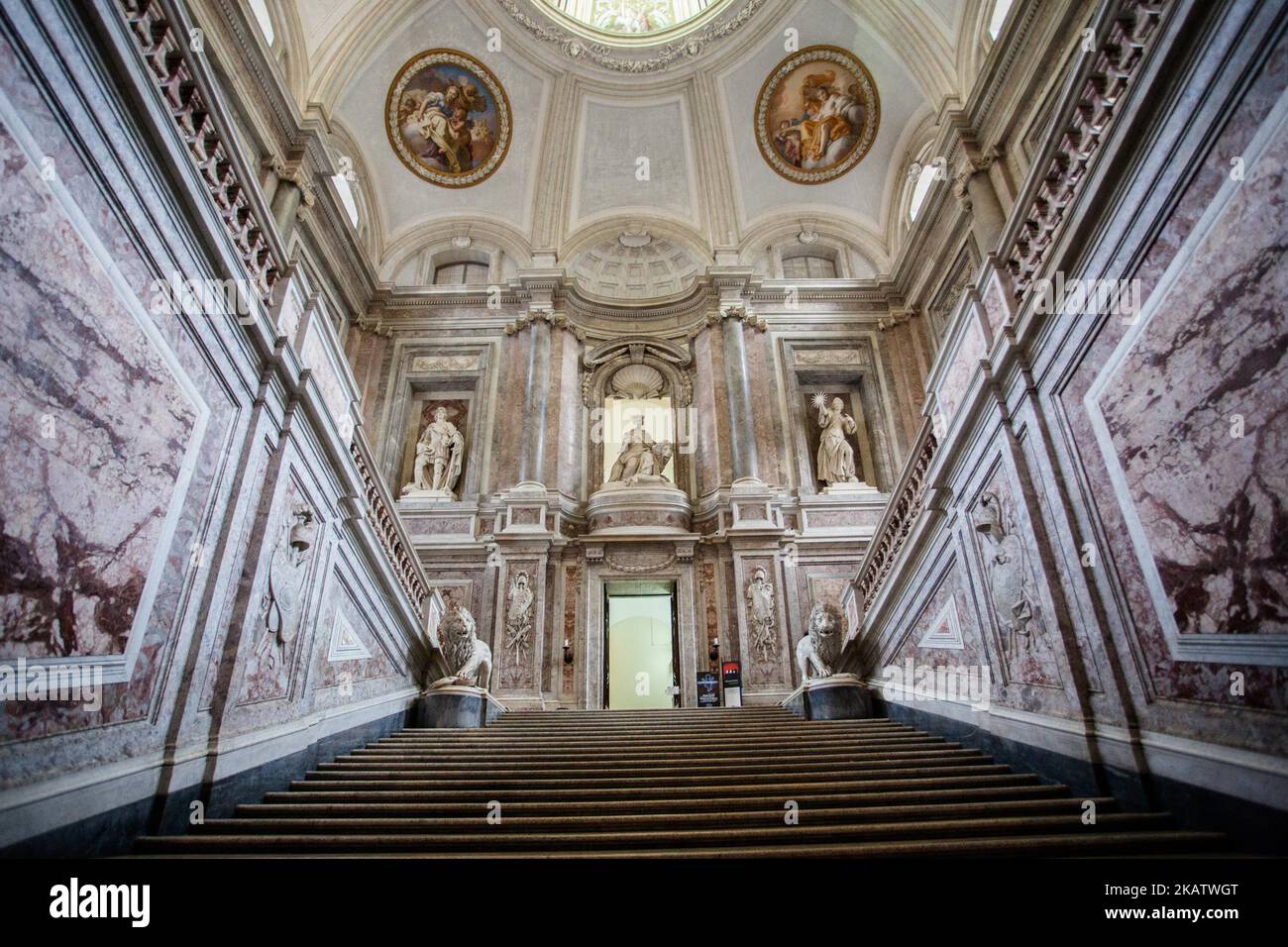 Main stairs of The Royal Palace of Caserta in Caserta, southern Italy ...