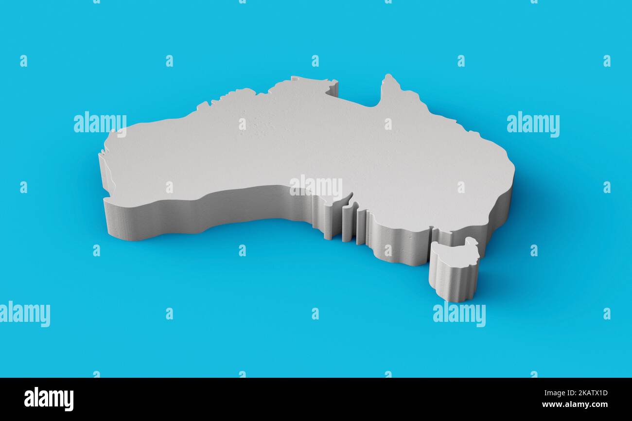 Australia 3D map Geography Cartography and topology Sea Blue surface 3D ...