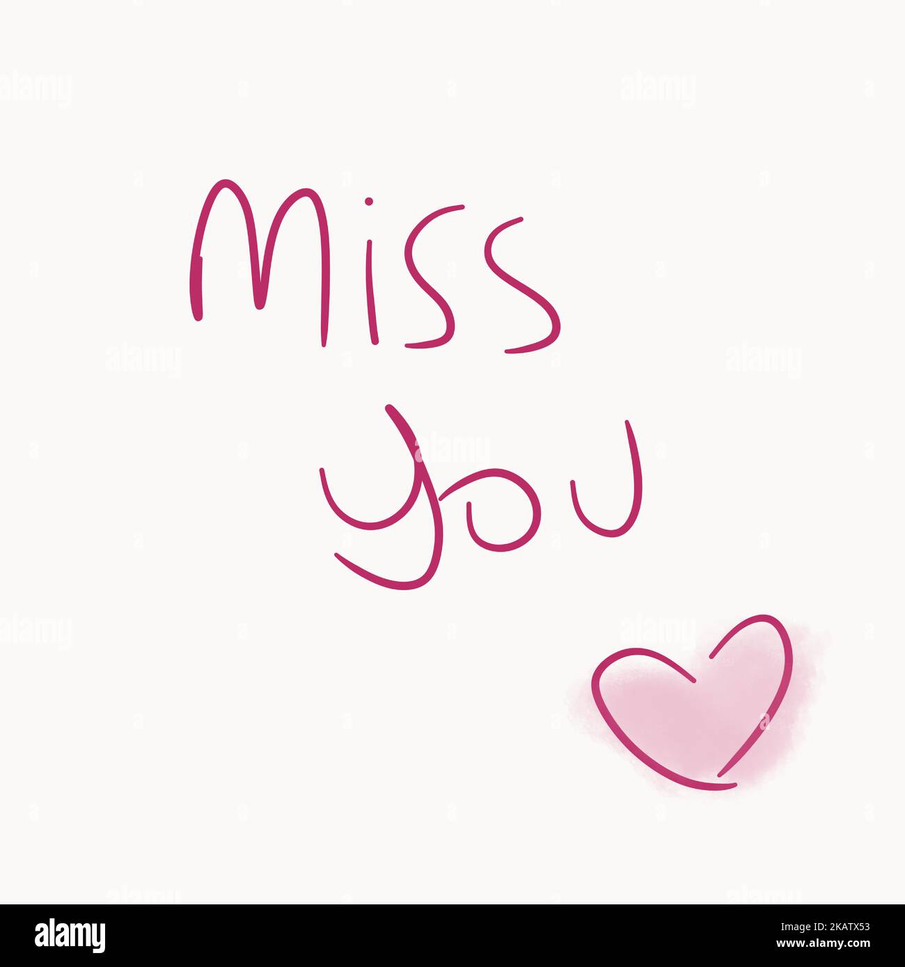 An editable handwritten pink text and a heart saying miss you on a ...