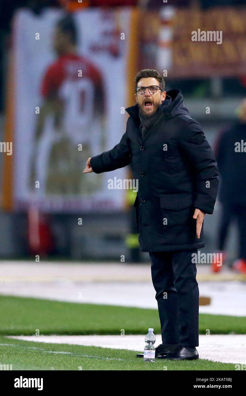 The banner of the former Roma captain Francesco Totti behind manager of ...