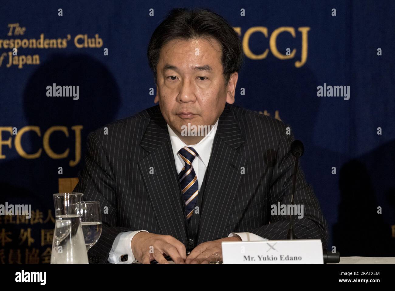 Yukio Edano, Leader of The Constitutional Democratic Party (CDP), speaks about his nascent party ...