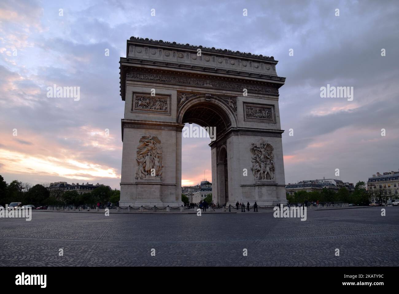 The Triumph Arc in Paris at sunset Stock Photo - Alamy