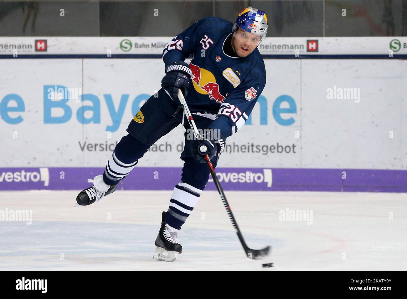 Derek Joslin of Red Bull Munich during 33th Gameday of German Ice ...