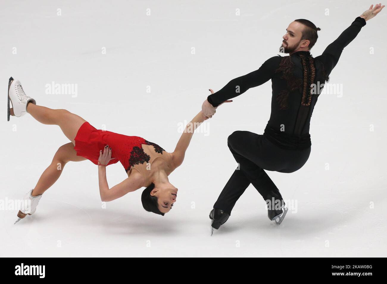 Ksenia Stolbova and Fyodor Klimov perform during a pairs free skating ...