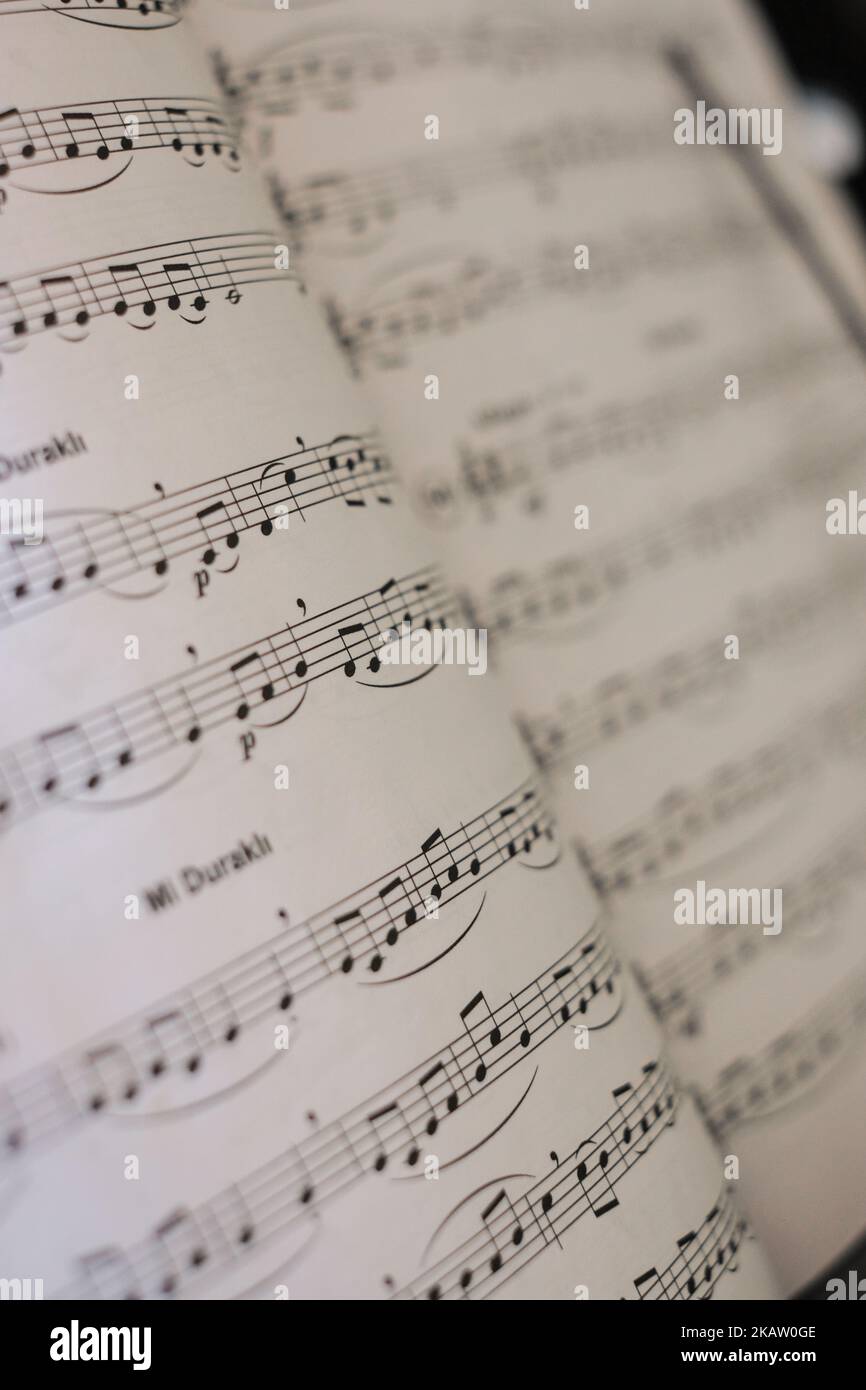 A vertical shot of music notes Stock Photo - Alamy