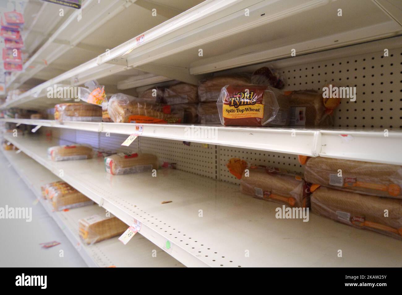 The bread isle of a Philadelphia, PA grocery store is near empty as the ...