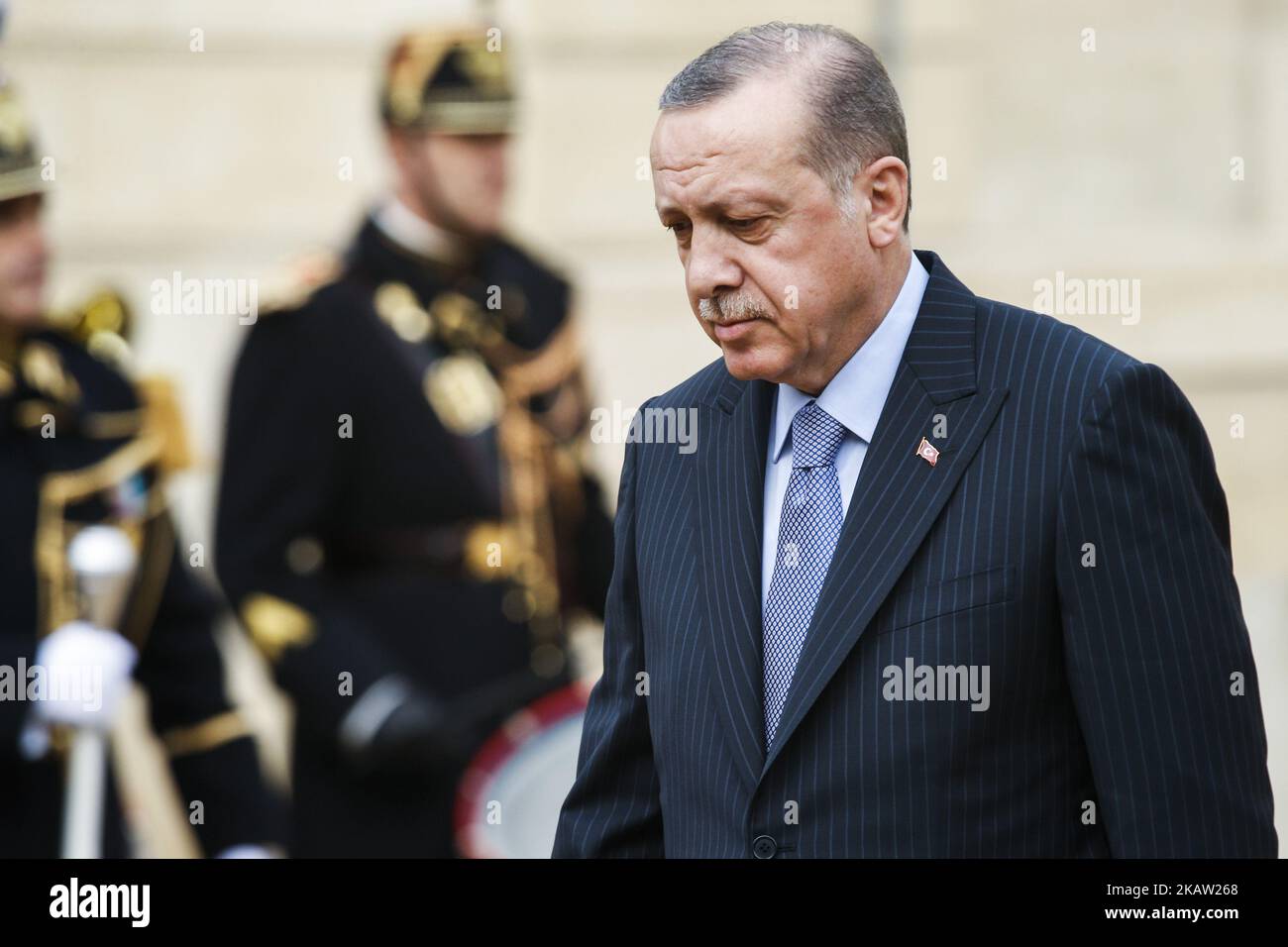 Turkish President Recep Tayyip Erdogan arrives at the Elysee palace in ...
