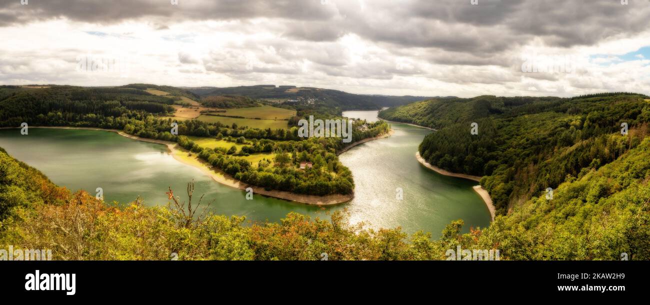 An aerial view of the Stausee Esch Sauer nature park Stock Photo - Alamy