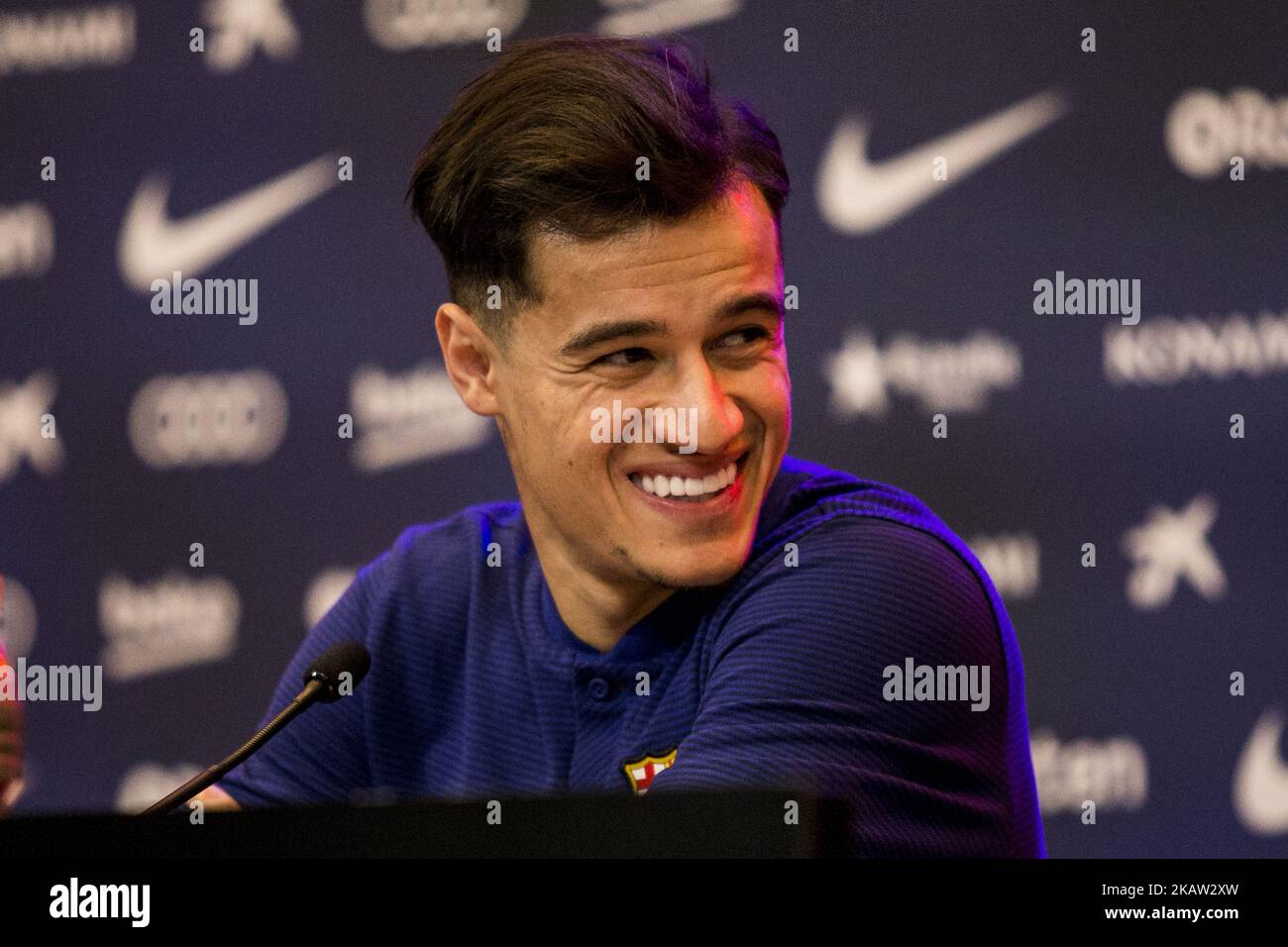 Philippe Coutinho during his official presentation after signing his ...