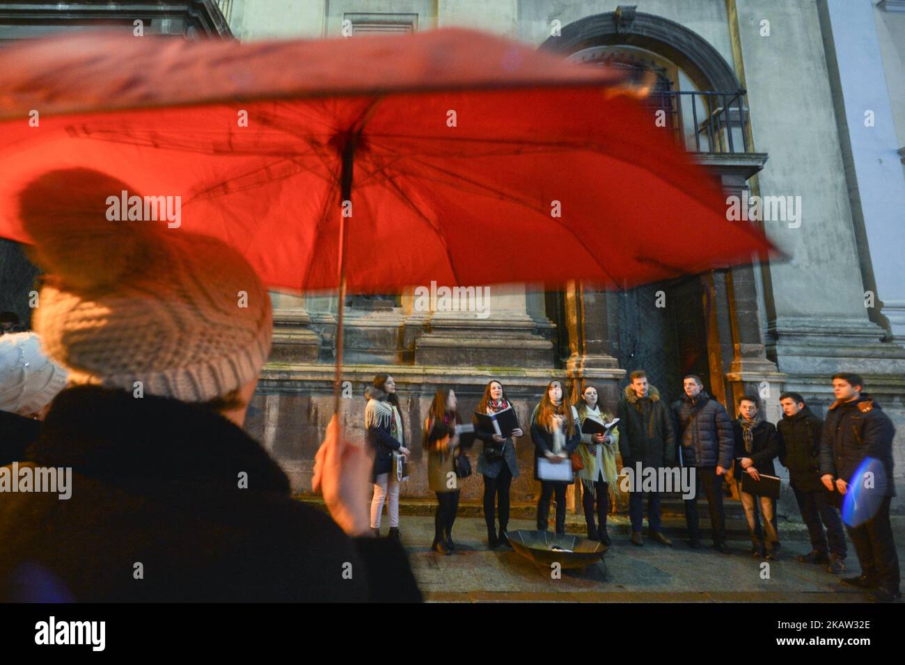A group of young singer perform Christmas Carols on Orthodox Christmas ...