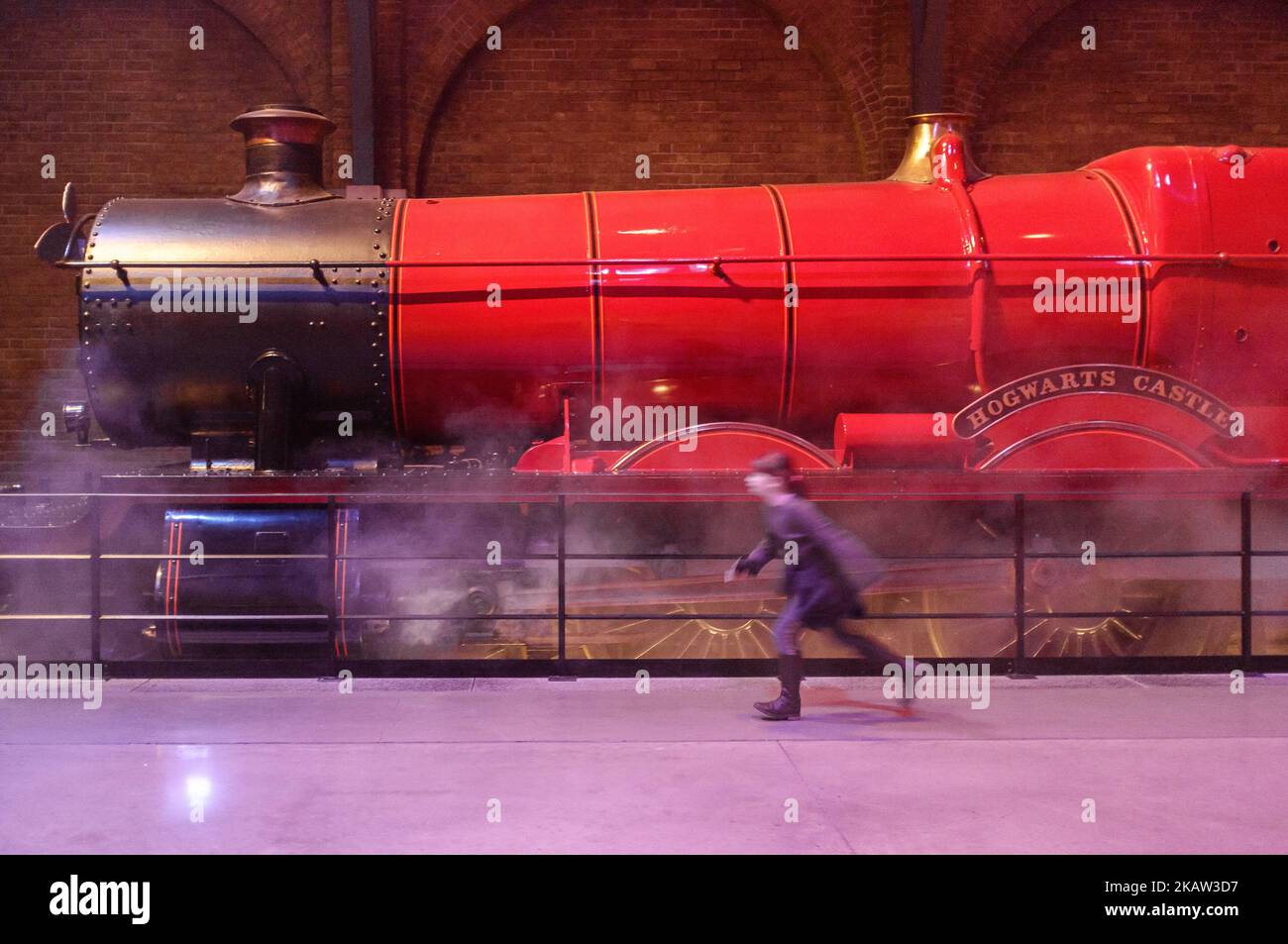 Hogwarts express at the Platform Nine and Three-Quarters at the Warner ...