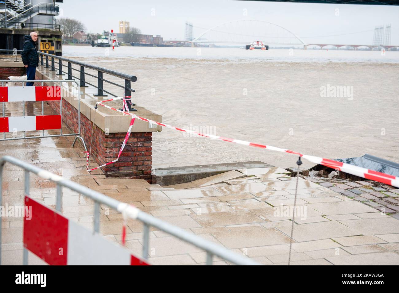Parts of the Waalkade in Nijmegen, have suffered some damage because of ...