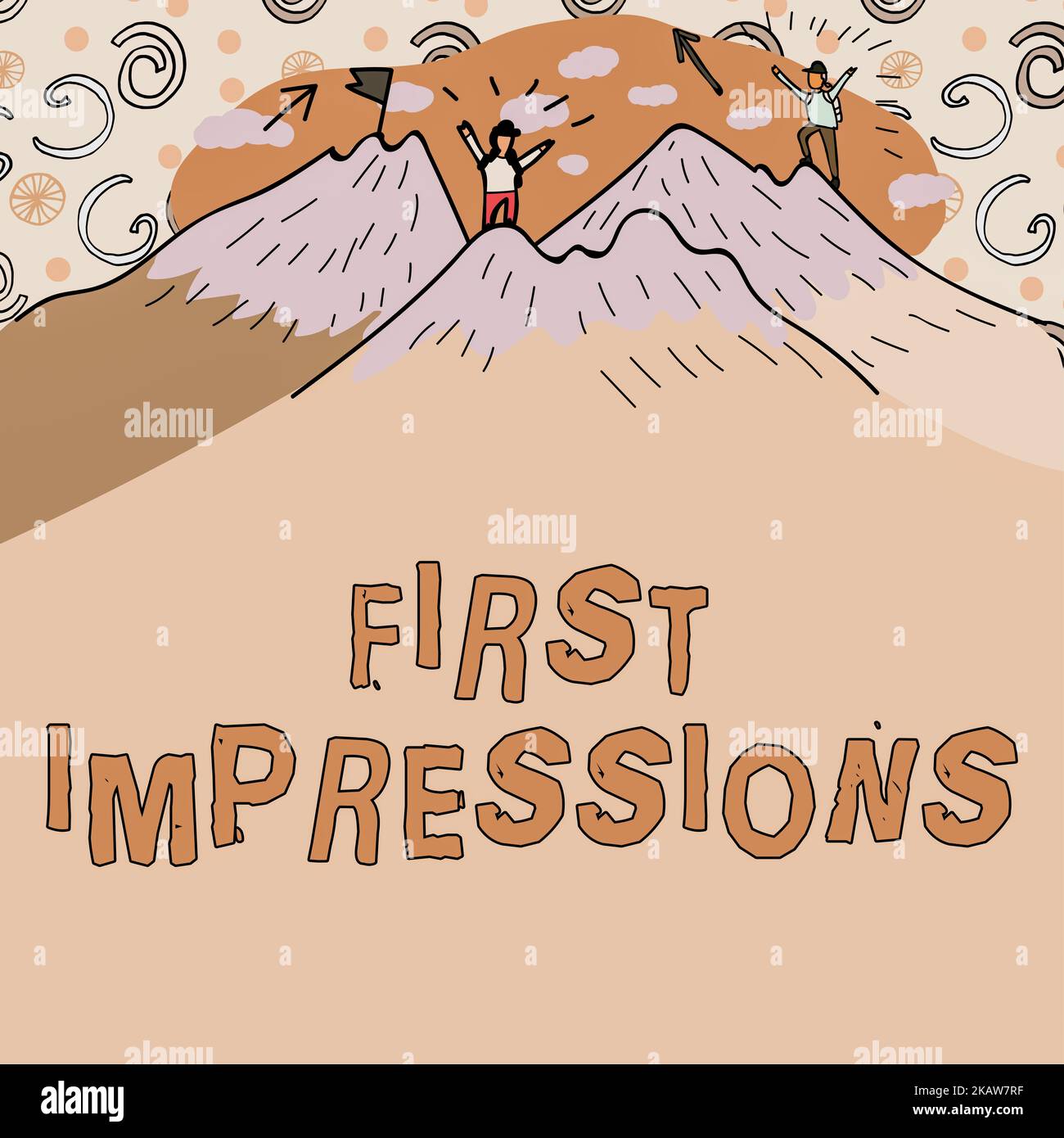 Sign displaying First Impressions. Word Written on events when one ...