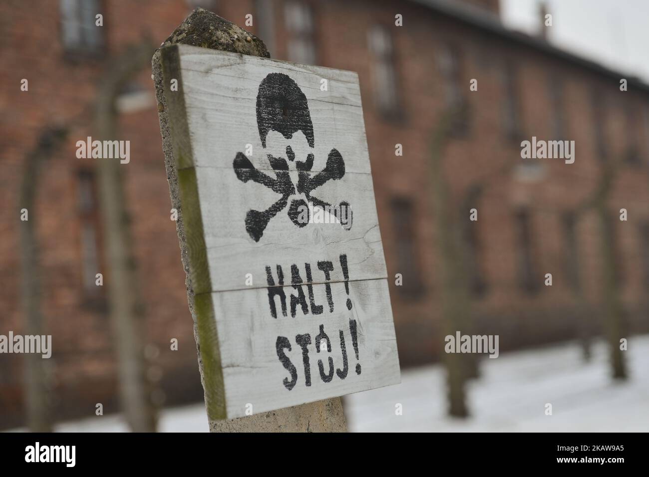 A view of a warning sign in German inside Auschwitz 1 German Nazi ...