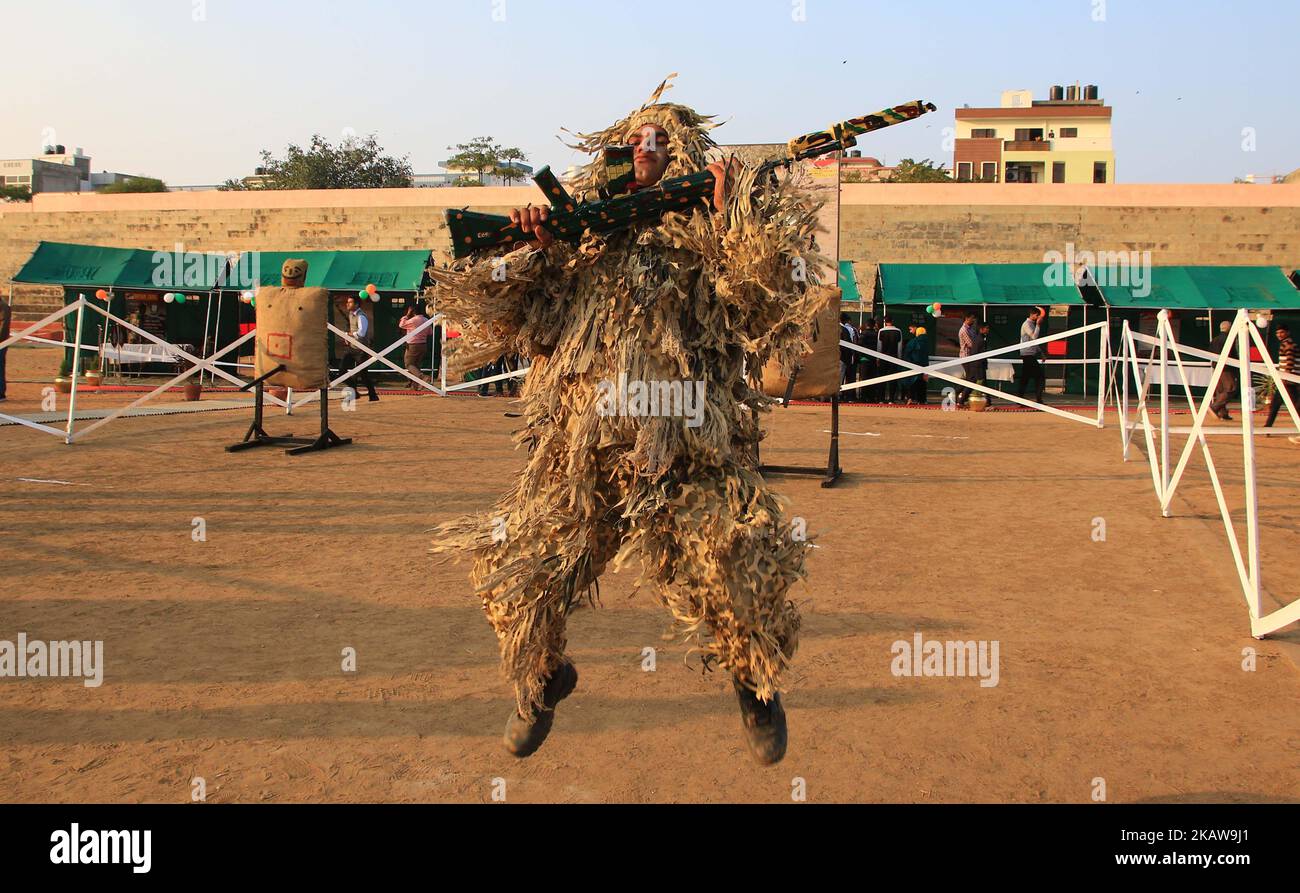 An Indian army Jawan show his skills during the 'Know Your Army ...