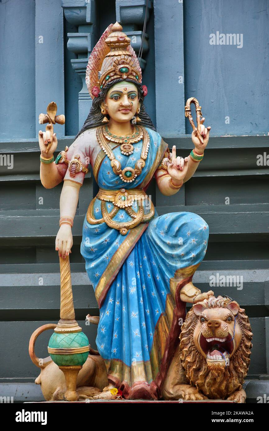 Figure of a female Hindu deity guarding the entrance of the Sri ...