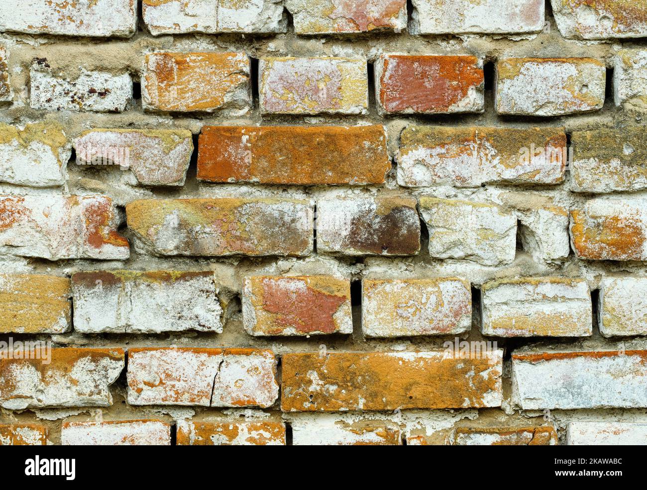 The old brick wall sagged and collapsed from the weather Stock Photo ...