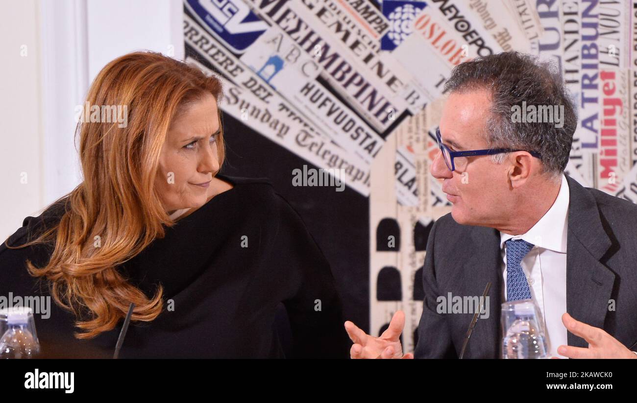 The president of RAI Monica Maggioni and The Director ISP Paolo Magri ...