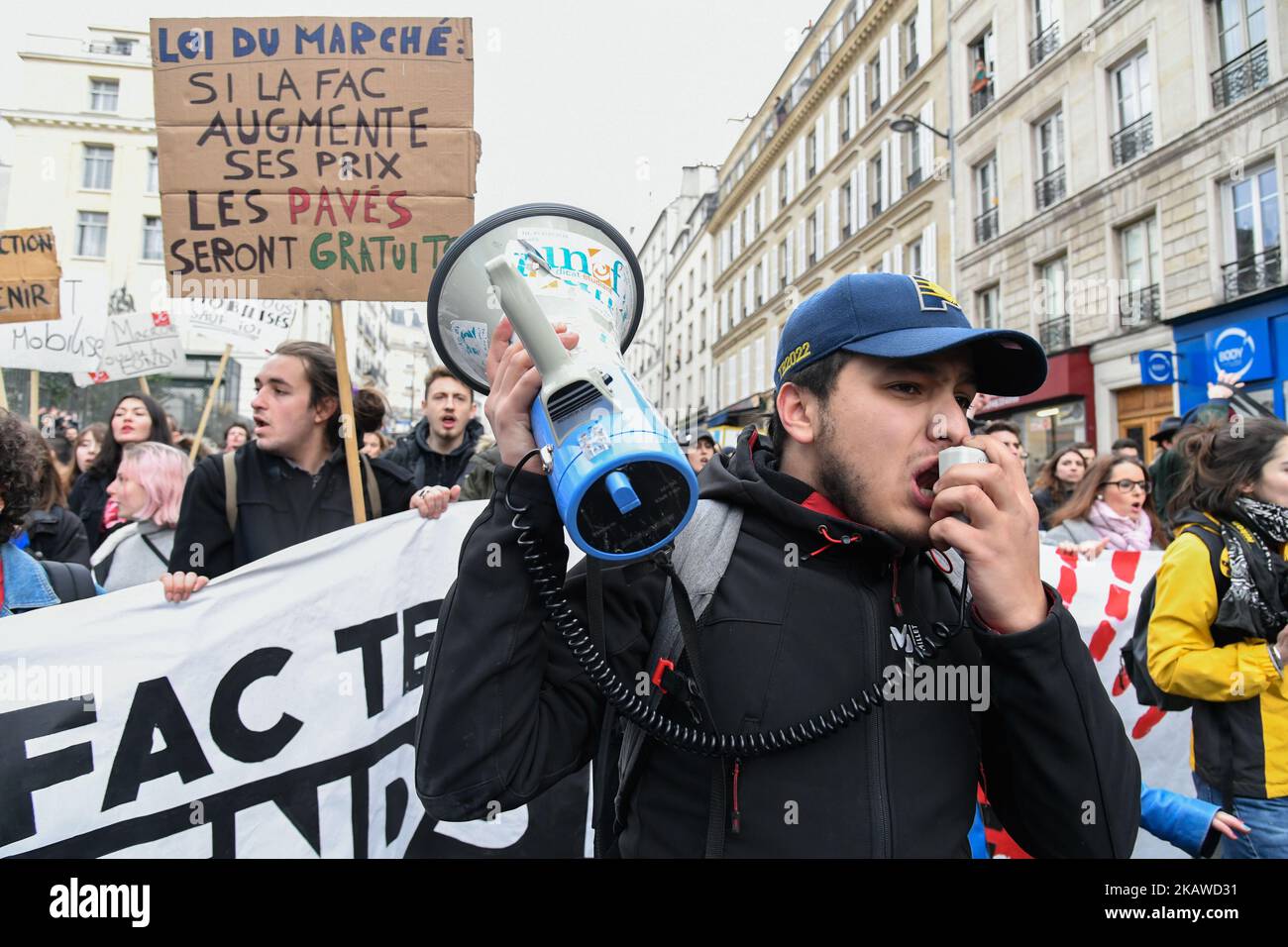 Protesters during a demonstration to contest the new conditions of ...