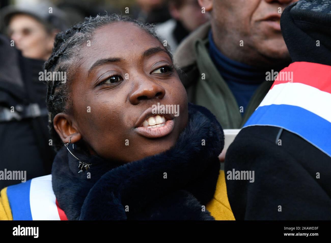 Daniel Obono during a demonstration to contest the new conditions of ...