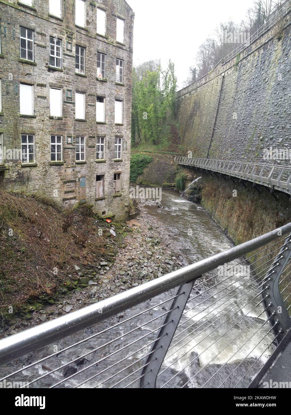 The elevated Millennium Walkway next to Torr Vale Mill in Torrs ...
