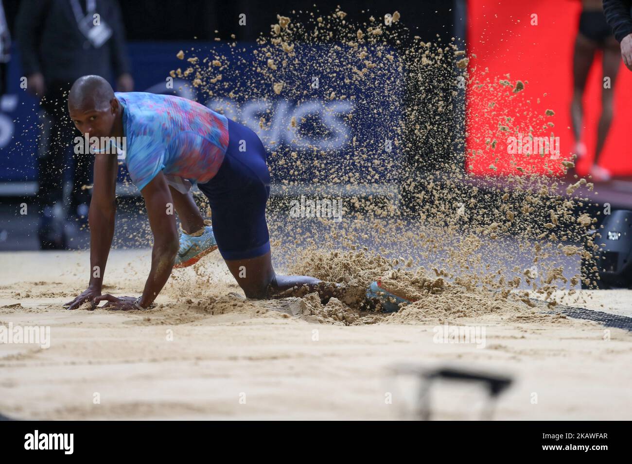 Luvo Manyonga of South Africa competes in long jump during the ...
