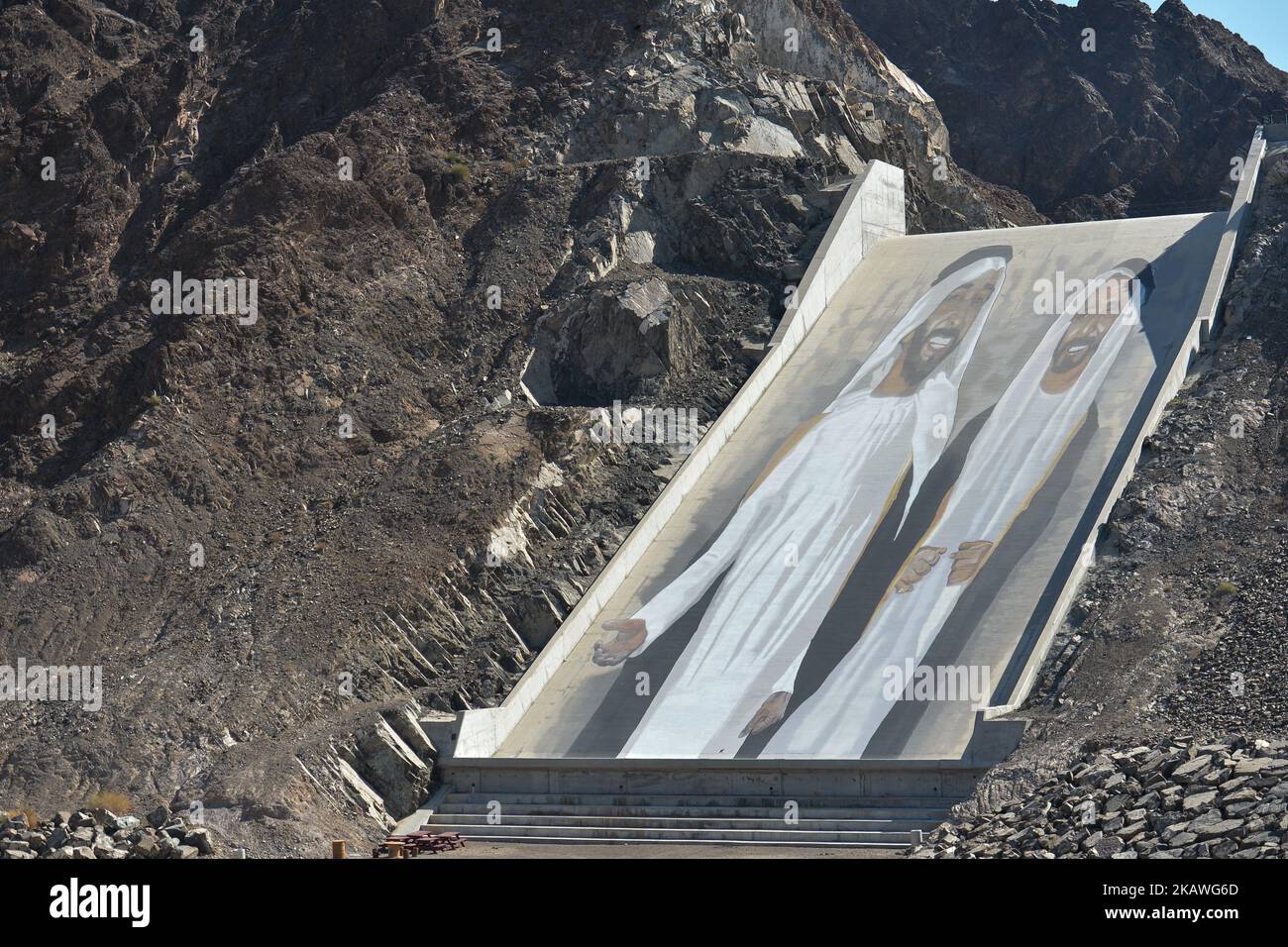 A view of World's biggest inclined mural, the 80mx30m mural along Hatta ...