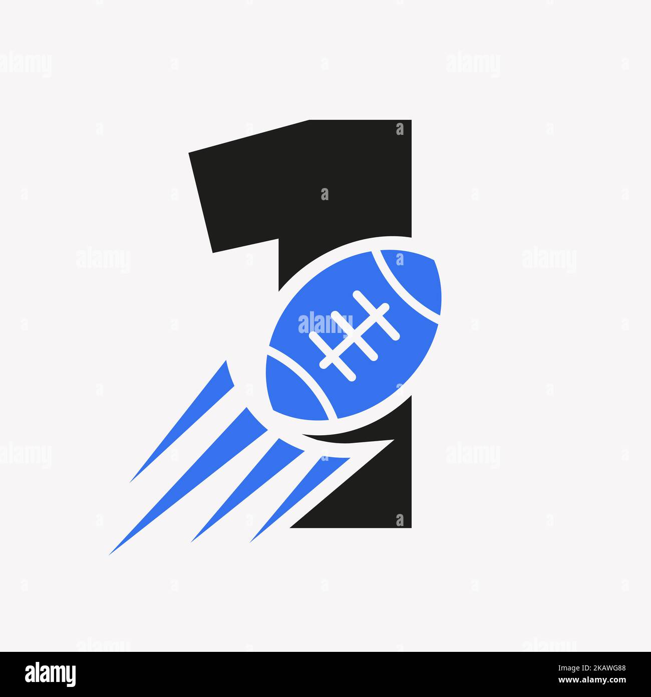 Letter 1 Rugby Logo Concept With Moving Rugby Ball Icon. Rugby Sports ...