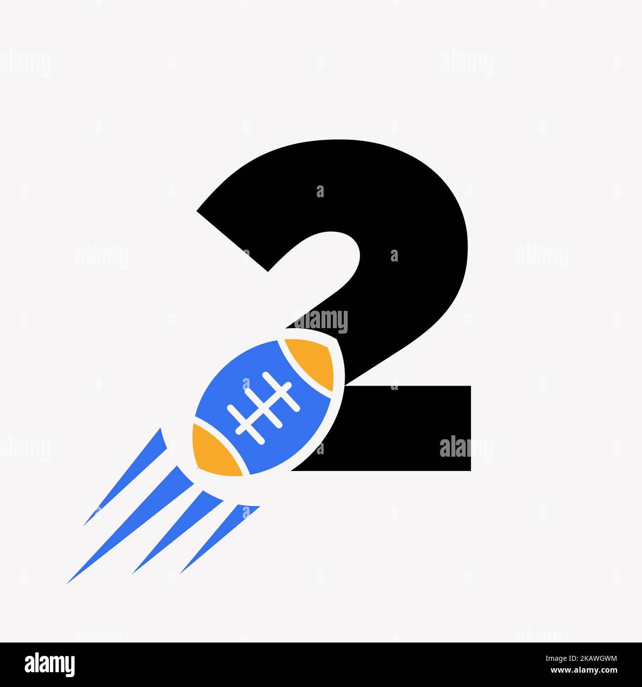 Letter 2 Rugby Logo Concept With Moving Rugby Ball Icon. Rugby Sports ...