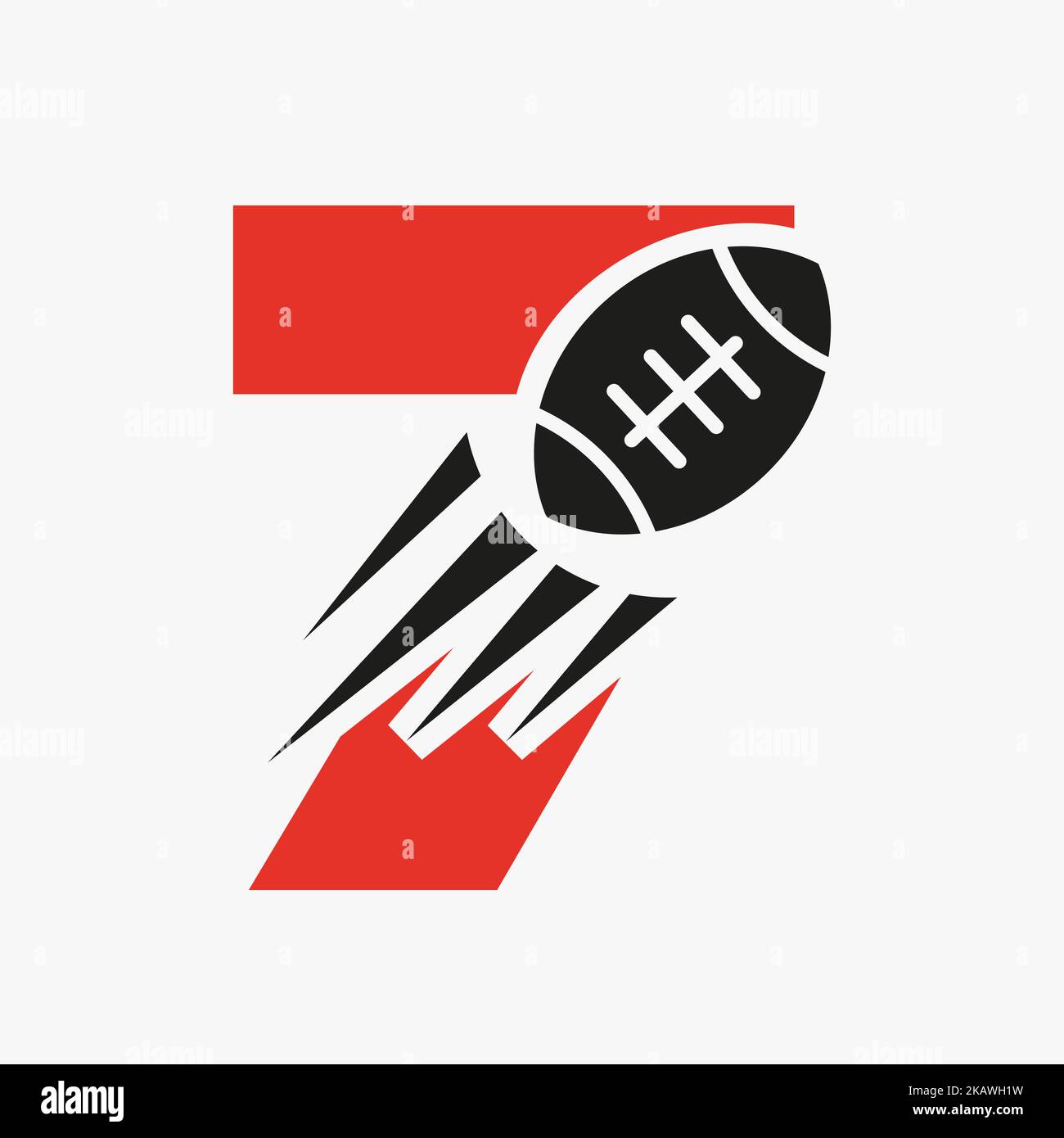 Letter 7 Rugby Logo Concept With Moving Rugby Ball Icon. Rugby Sports ...