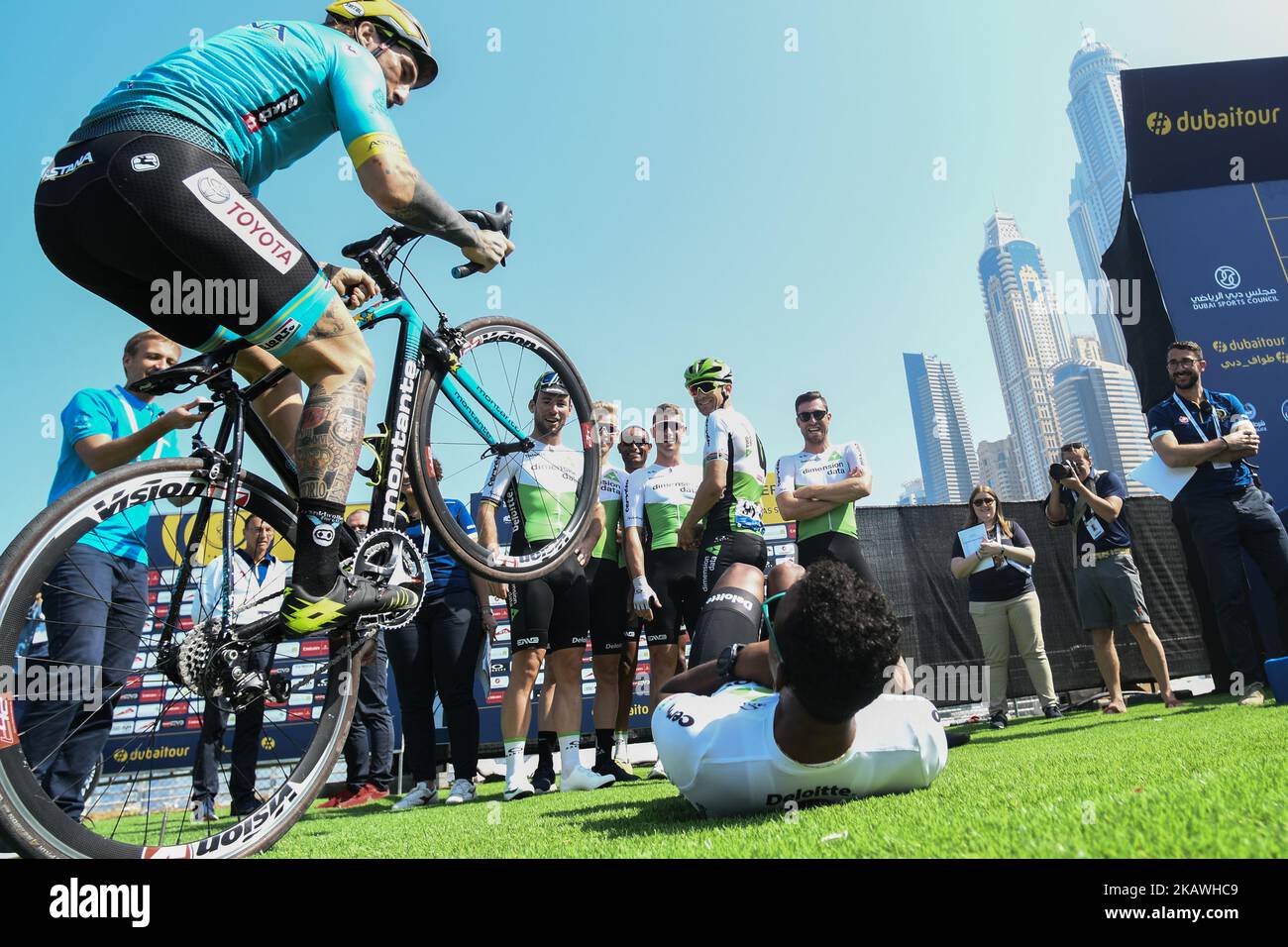 Vittorio Brumotti, an Italian bike trial champion jumps over Mekseb ...