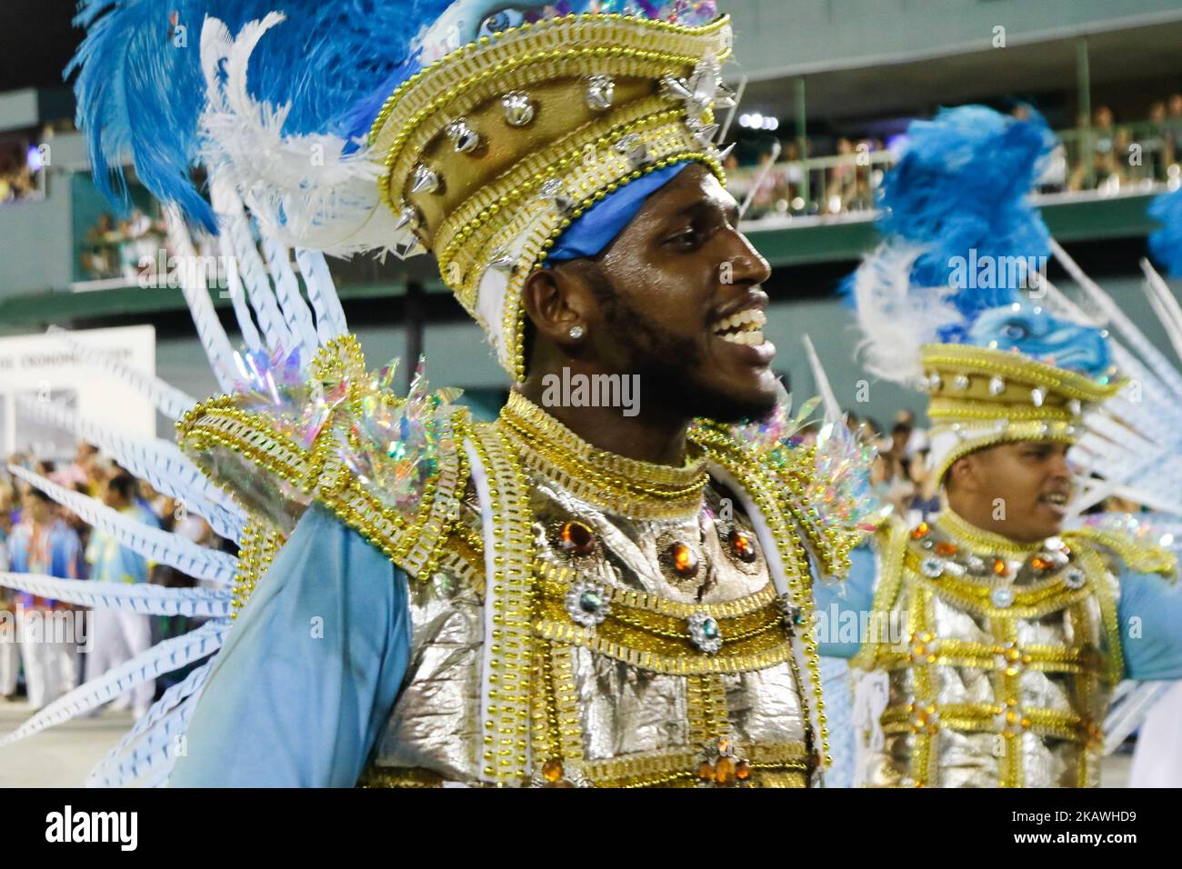 A reveller of the PORTELA samba school performs during the first night ...