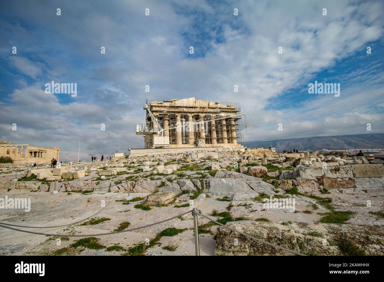 The ancient hill of Acropolis, including the worldwide known Parthenon ...