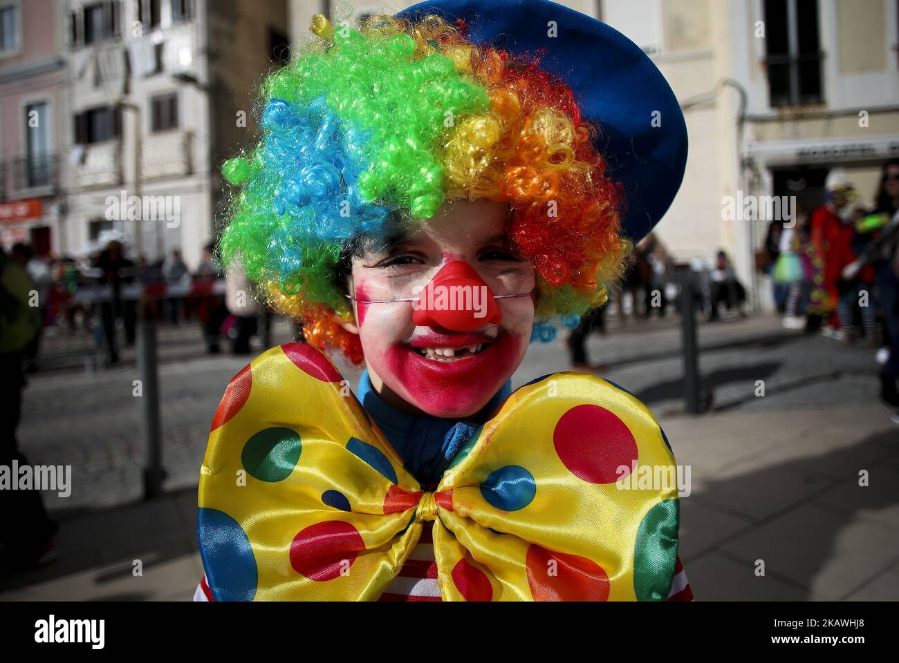 A child dressed as a clown takes part on the Carnival Clown's Parade at ...