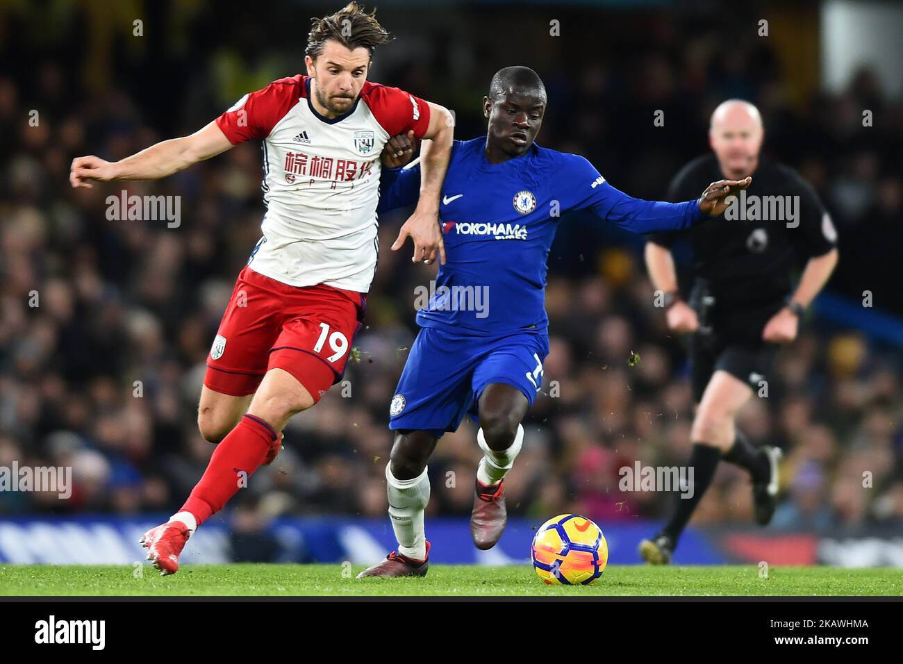 Chelsea's N'Golo Kante hassles West Bromwich Albion's Jay Rodriguez ...